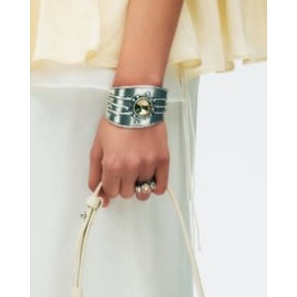 Zara | Jewelry | Zara Silver Cuff Bracelet With Round Center Stone ...